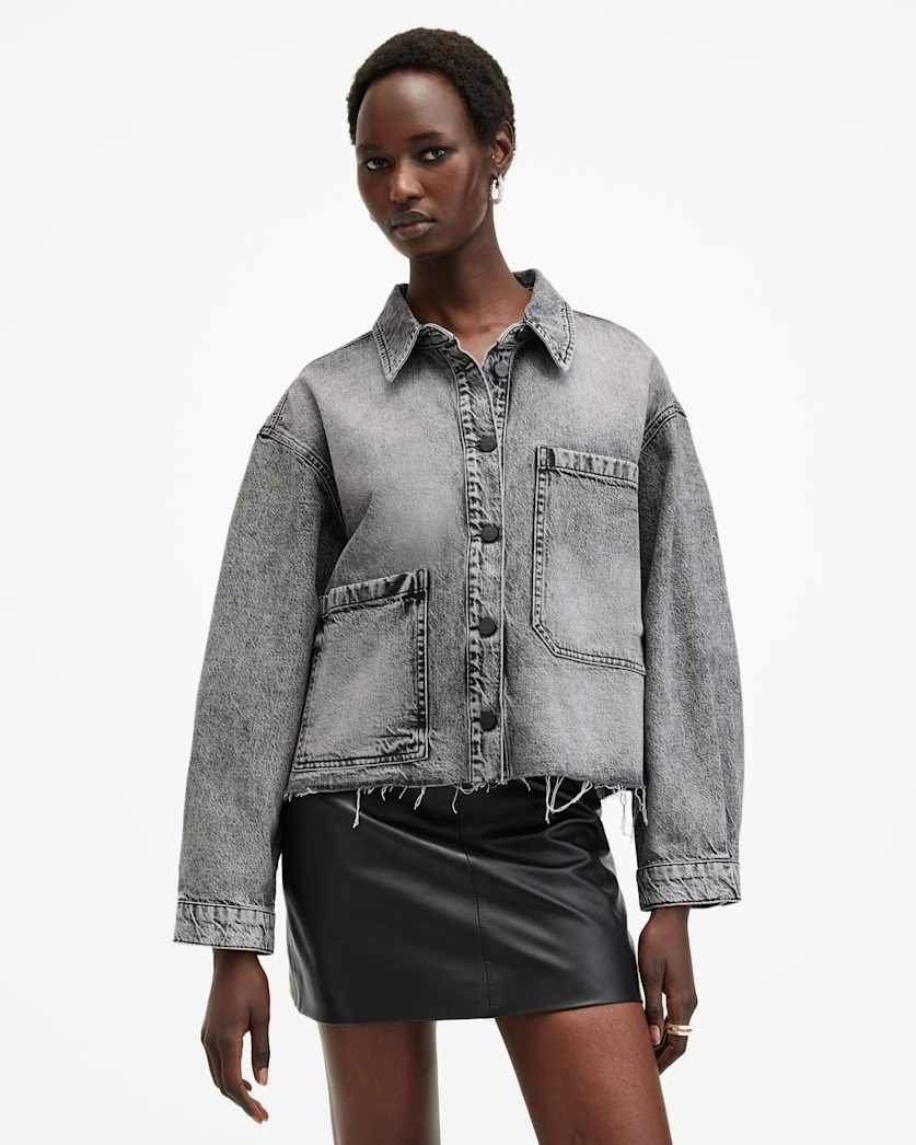 Nicky Oversized Denim Shirt Jacket Vintage Black | ALLSAINTS US